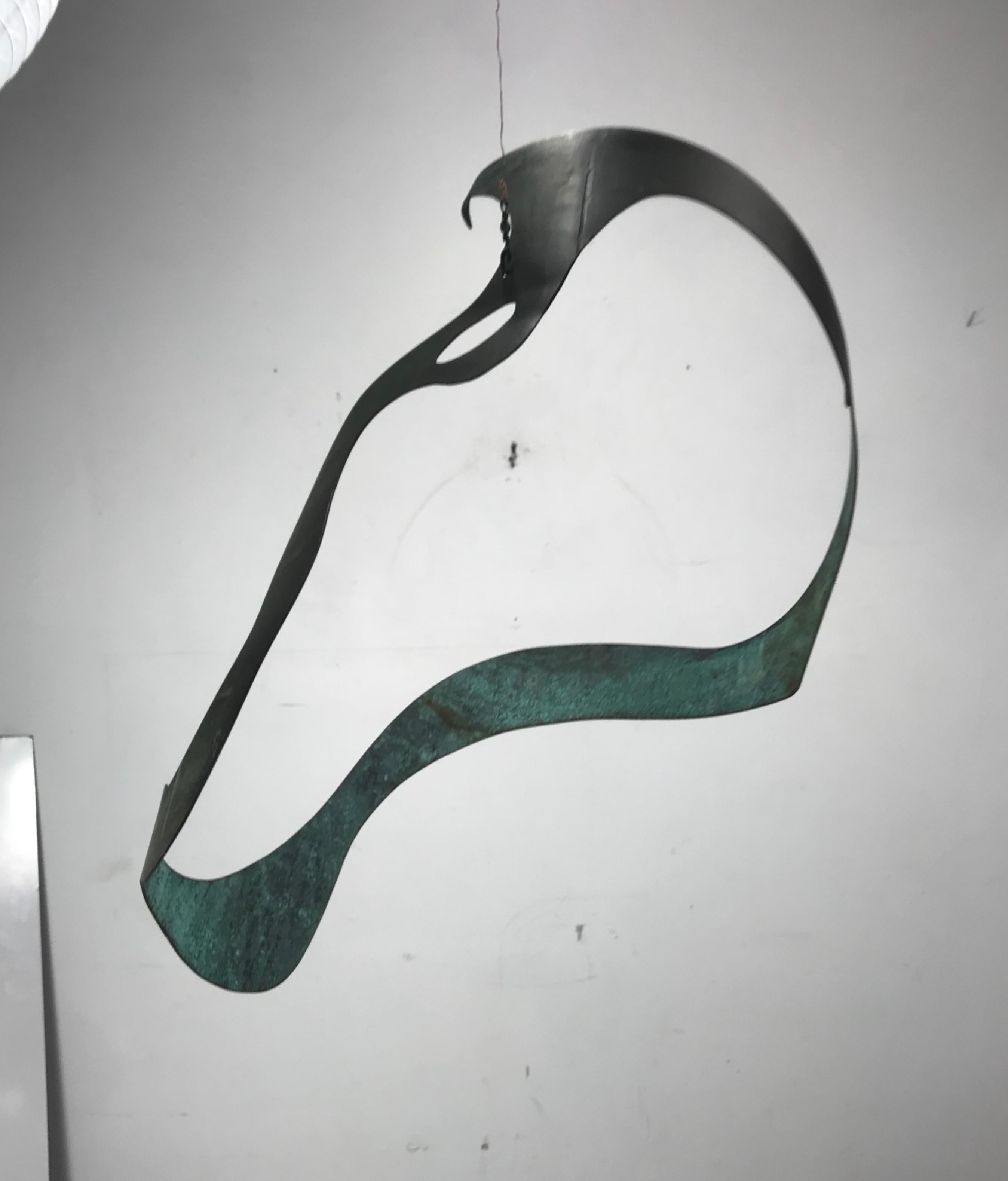 Modernist Bronze Kinetic Ribbon Sculpture, Indoor / Outdoor, Signed R H ...