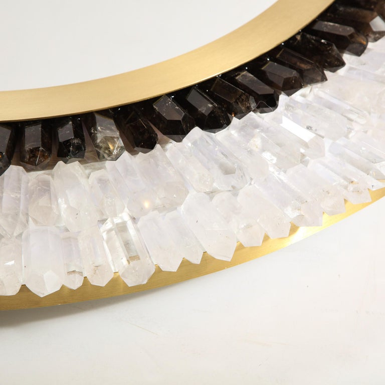 Modernist Brushed Brass, White and Smoked Rock Crystal Circular Wall ...