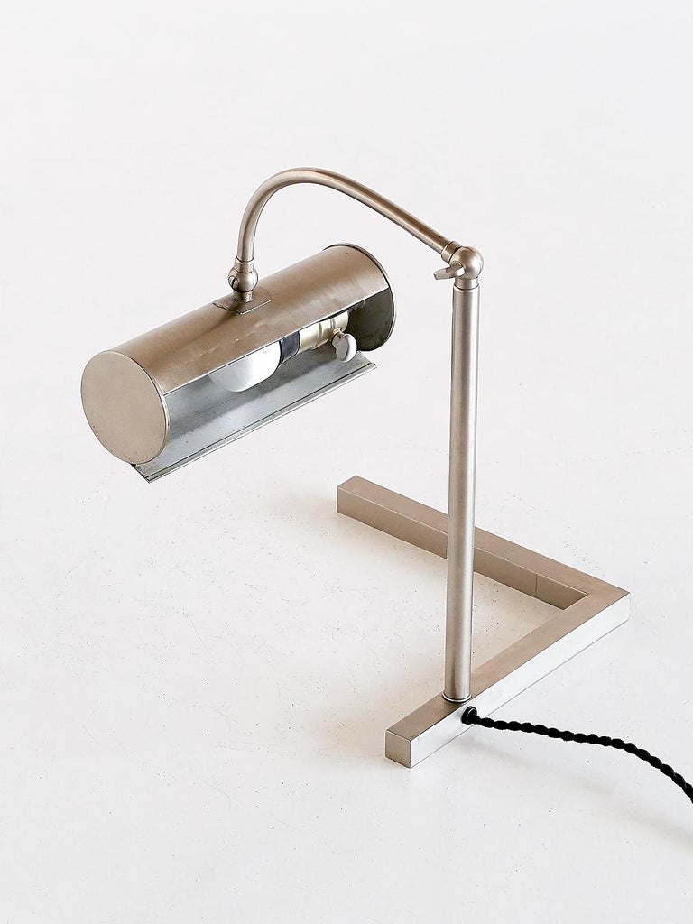 Modernist Brushed Steel Desk Lamp, Netherlands, 1930s at 1stDibs