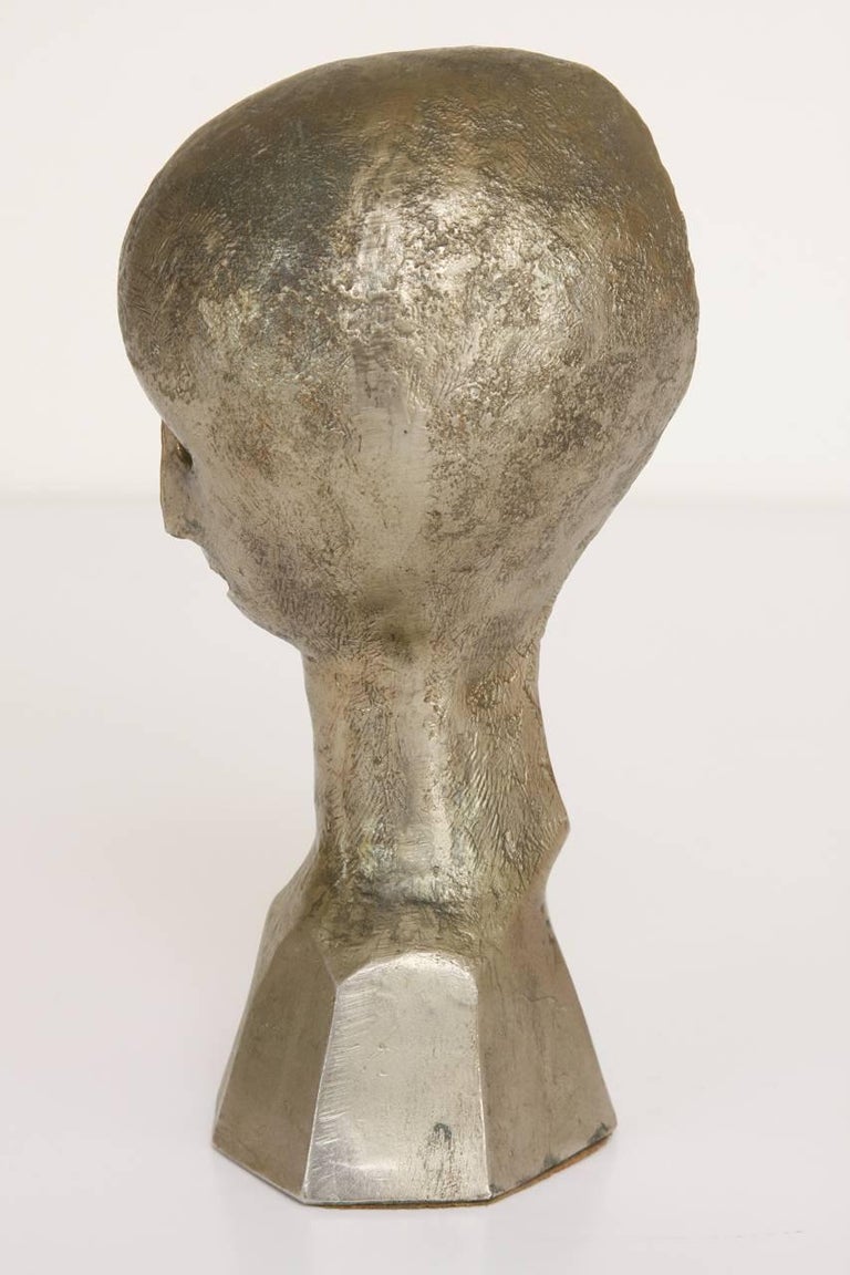 Modernist Cast Metal Bronze Finish Bust Sculpture at 1stDibs