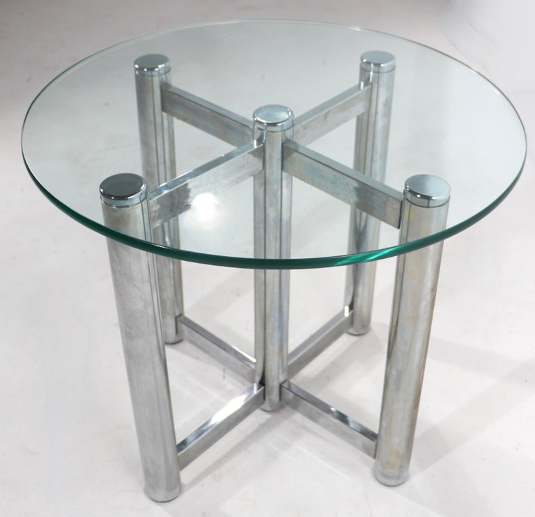 Modernist Chrome and Glass Side, End Table after Baughman For Sale at ...