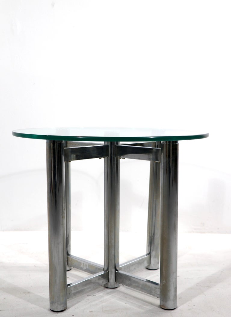 Modernist Chrome and Glass Side, End Table after Baughman For Sale at ...