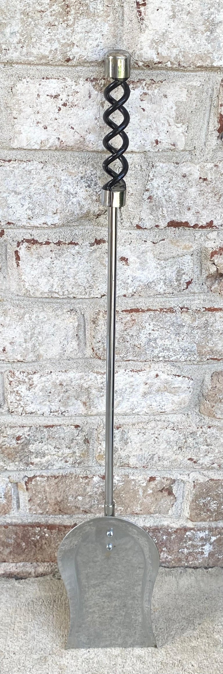 Modernist Chrome Fireplace Tools with Spring Handles For Sale at 1stDibs