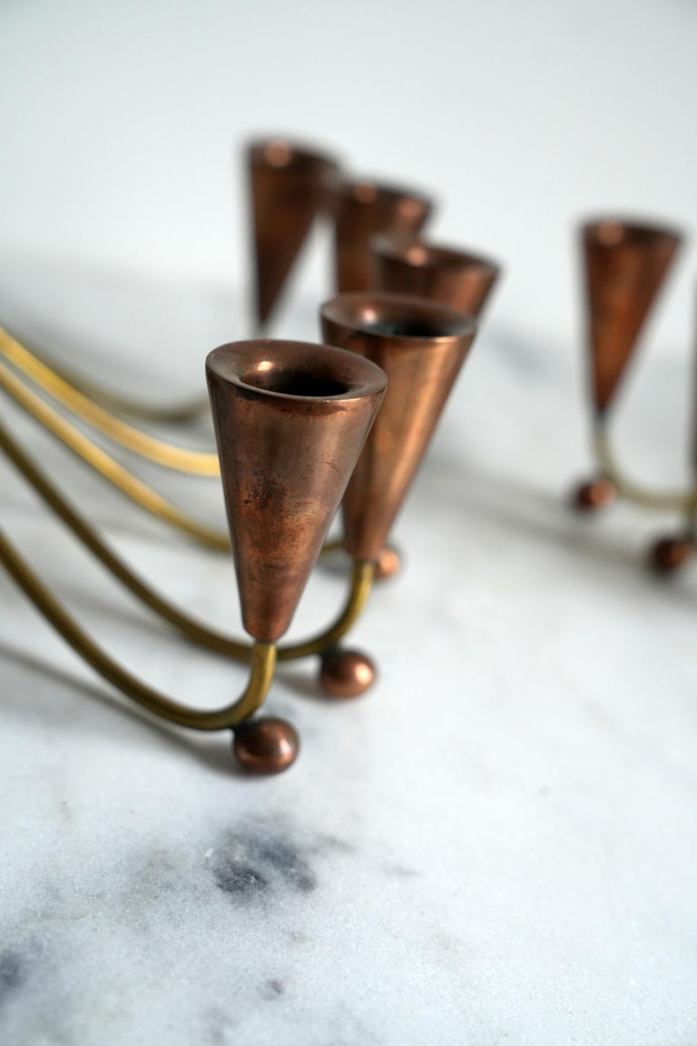 Modernist Copper and Brass Candlesticks For Sale at 1stDibs