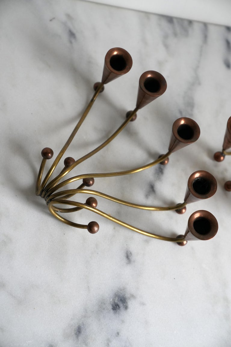 Modernist Copper and Brass Candlesticks For Sale at 1stDibs