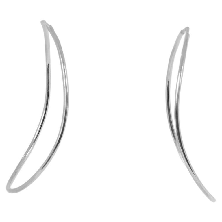 Modernist Curve Hoop Earrings in Recycled Silver For Sale at 1stDibs