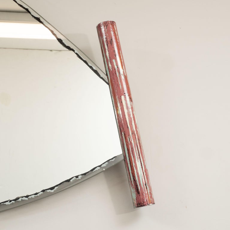 Modernist Custom Memphis Sculptural Hand Painted Mirror by Carmen Spera ...