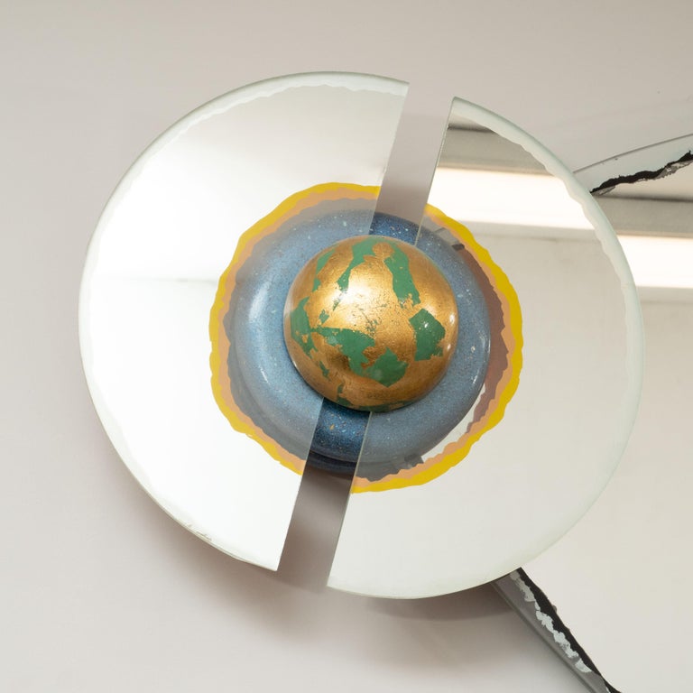 Modernist Custom Memphis Sculptural Hand Painted Mirror by Carmen Spera ...