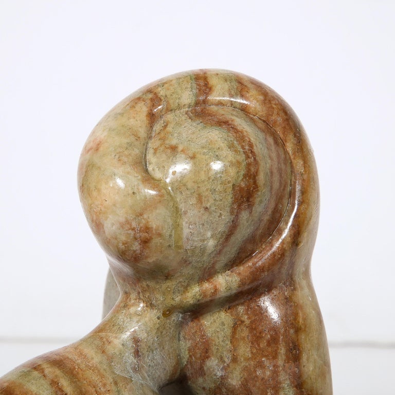 Modernist Dan Bedik Sculpture "Musical Embrace" in Green Marble with ...