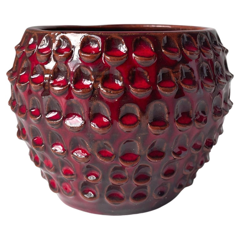 Modernist Dark Red Wave Decor Bowl, 1960s For Sale at 1stDibs