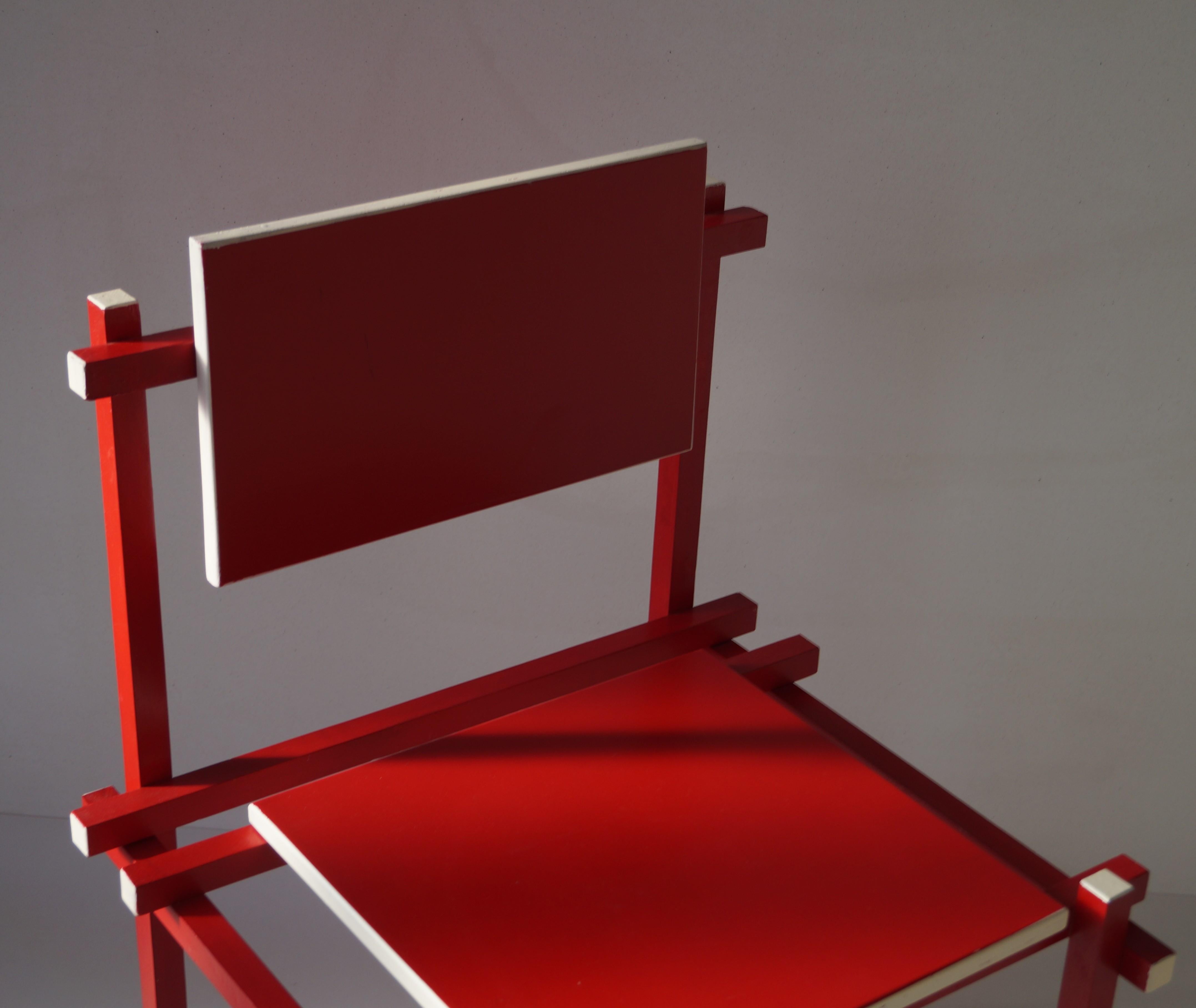 Modernist ''De Stijl'' hand-crafted chair in style of Gerrit Rietveld ...
