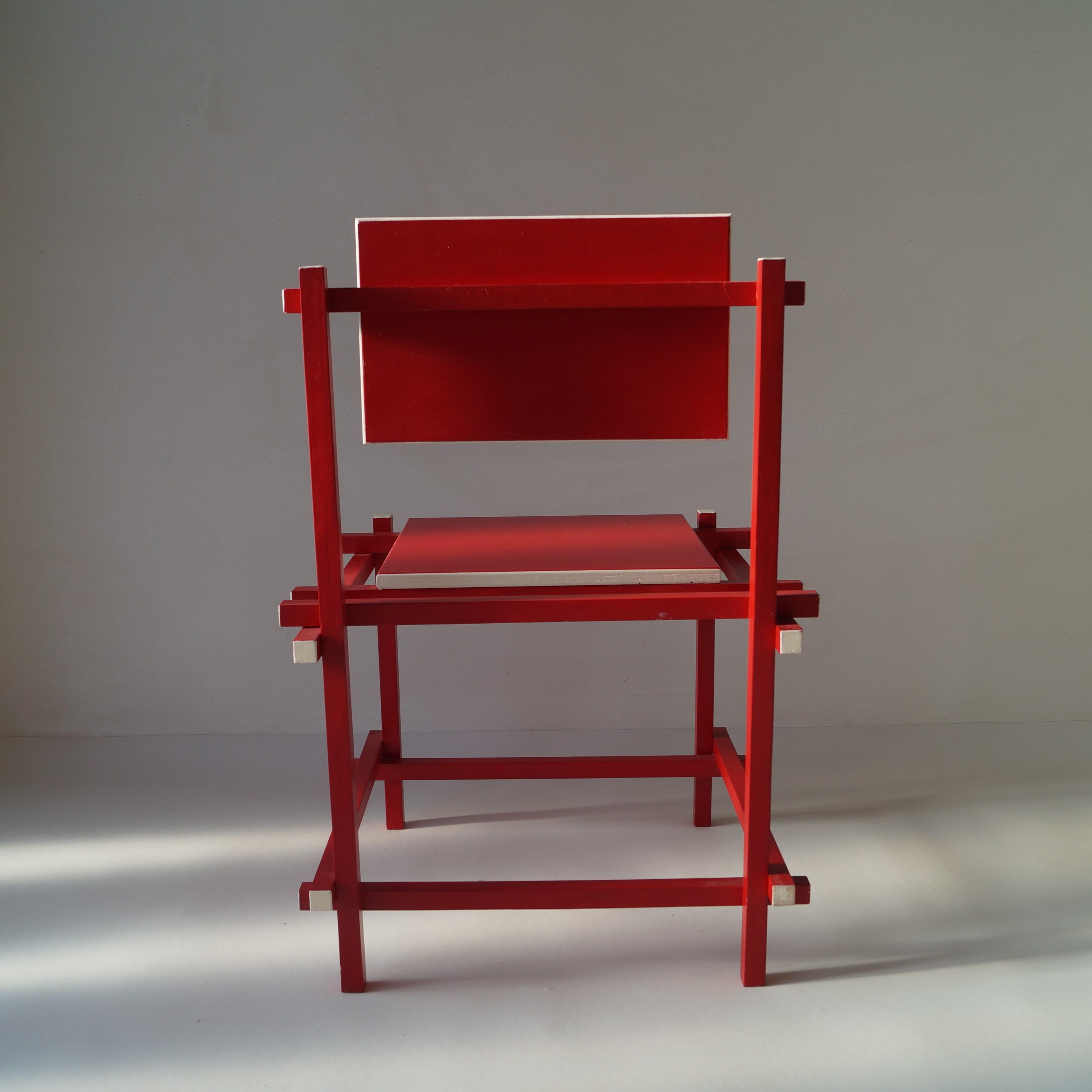 Modernist ''De Stijl'' hand-crafted chair in style of Gerrit Rietveld ...