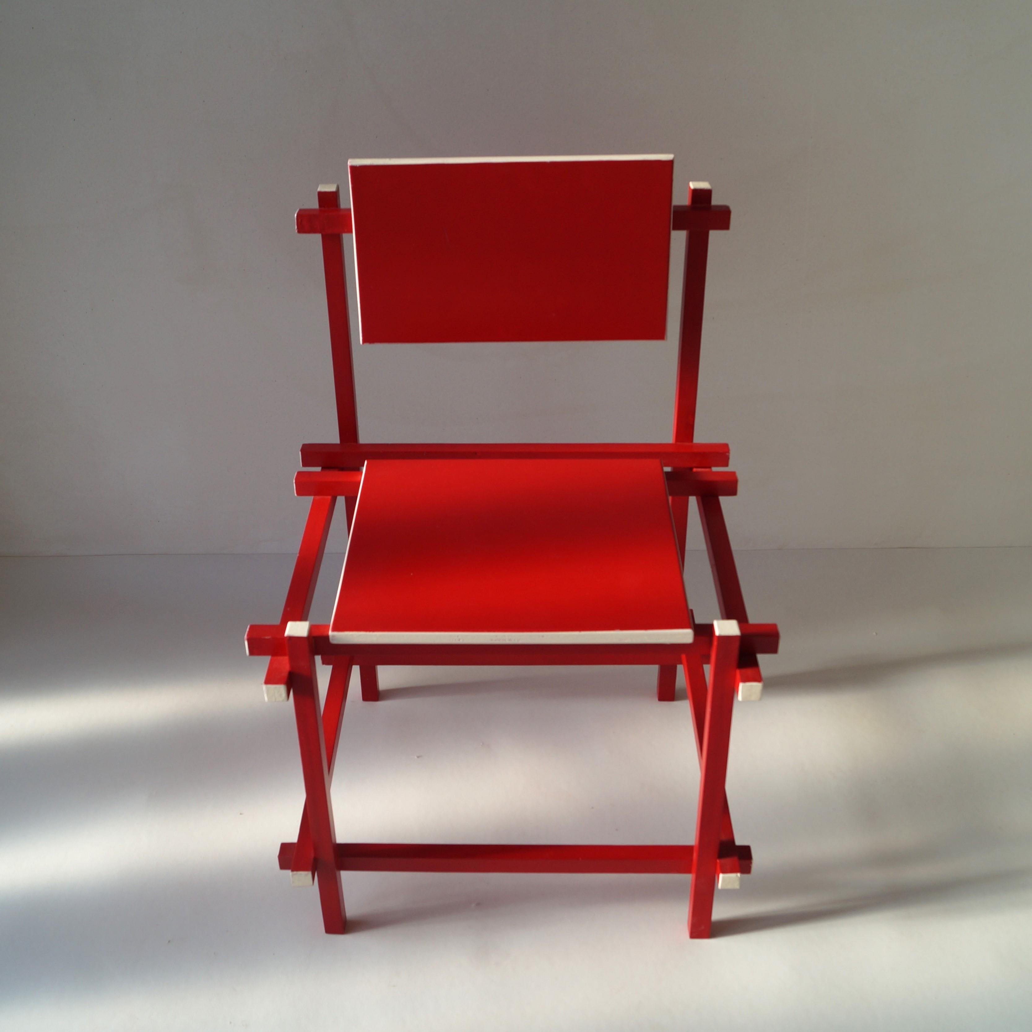 Modernist ''De Stijl'' hand-crafted chair in style of Gerrit Rietveld ...