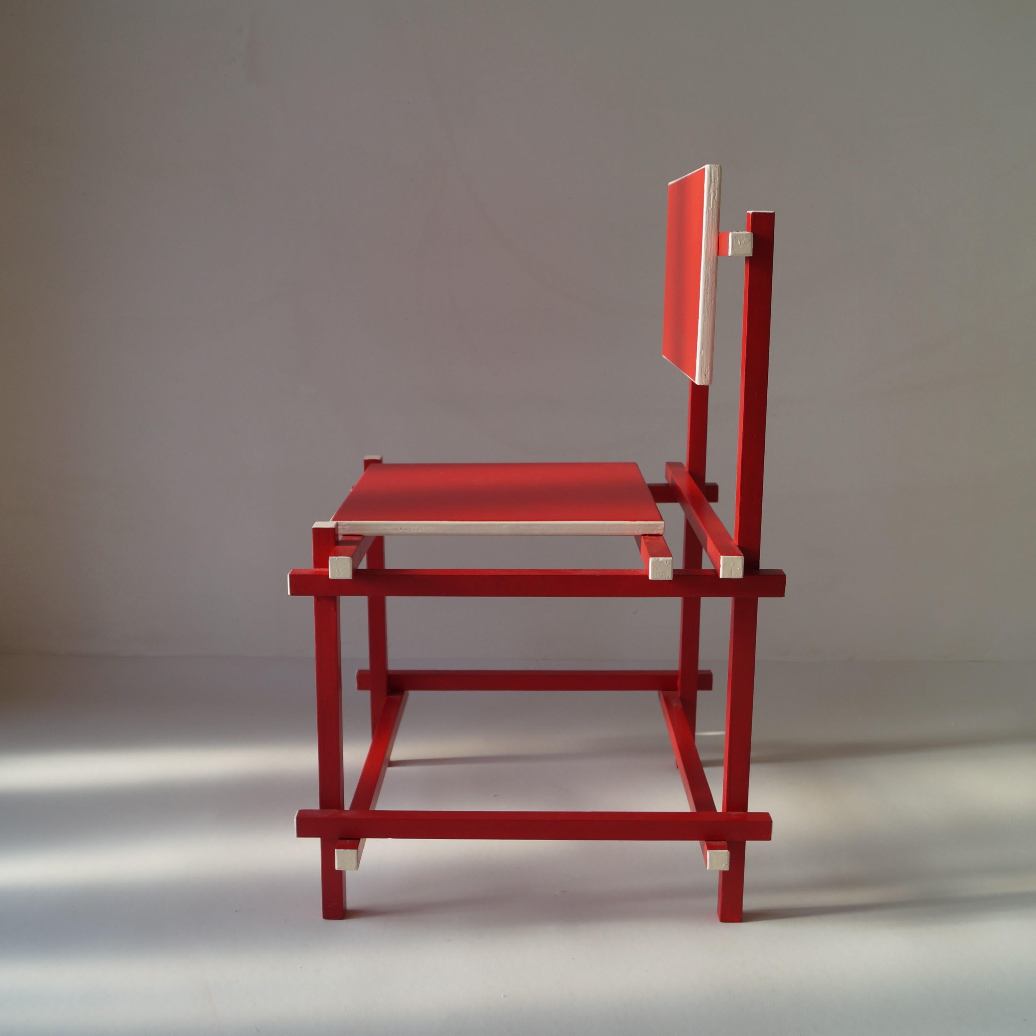 Modernist ''De Stijl'' hand-crafted chair in style of Gerrit Rietveld ...