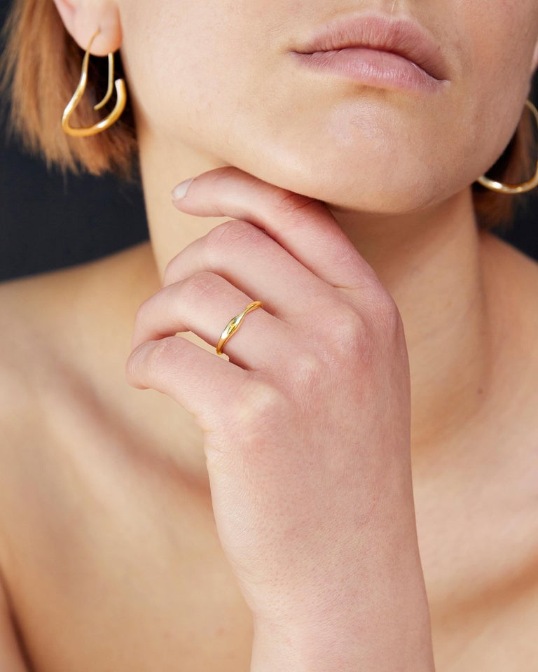 Modernist Delicate Wave Ring, 18 Carat Gold Plated Recycled Silver (Medium) For Sale at 1stDibs