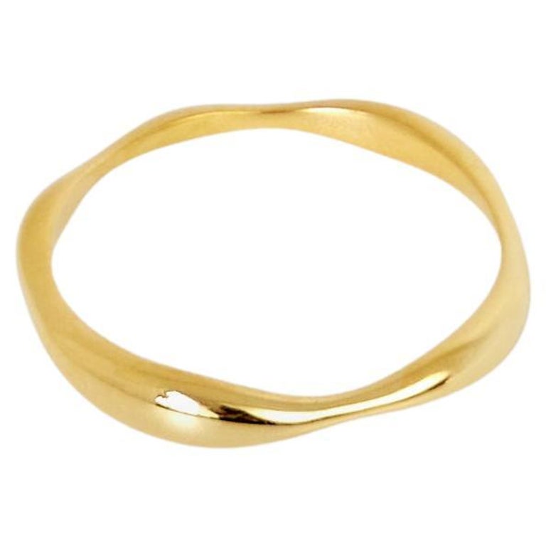 Modernist Delicate Wave Ring, 18 Carat Gold Plated Recycled Silver (Medium) For Sale at 1stDibs