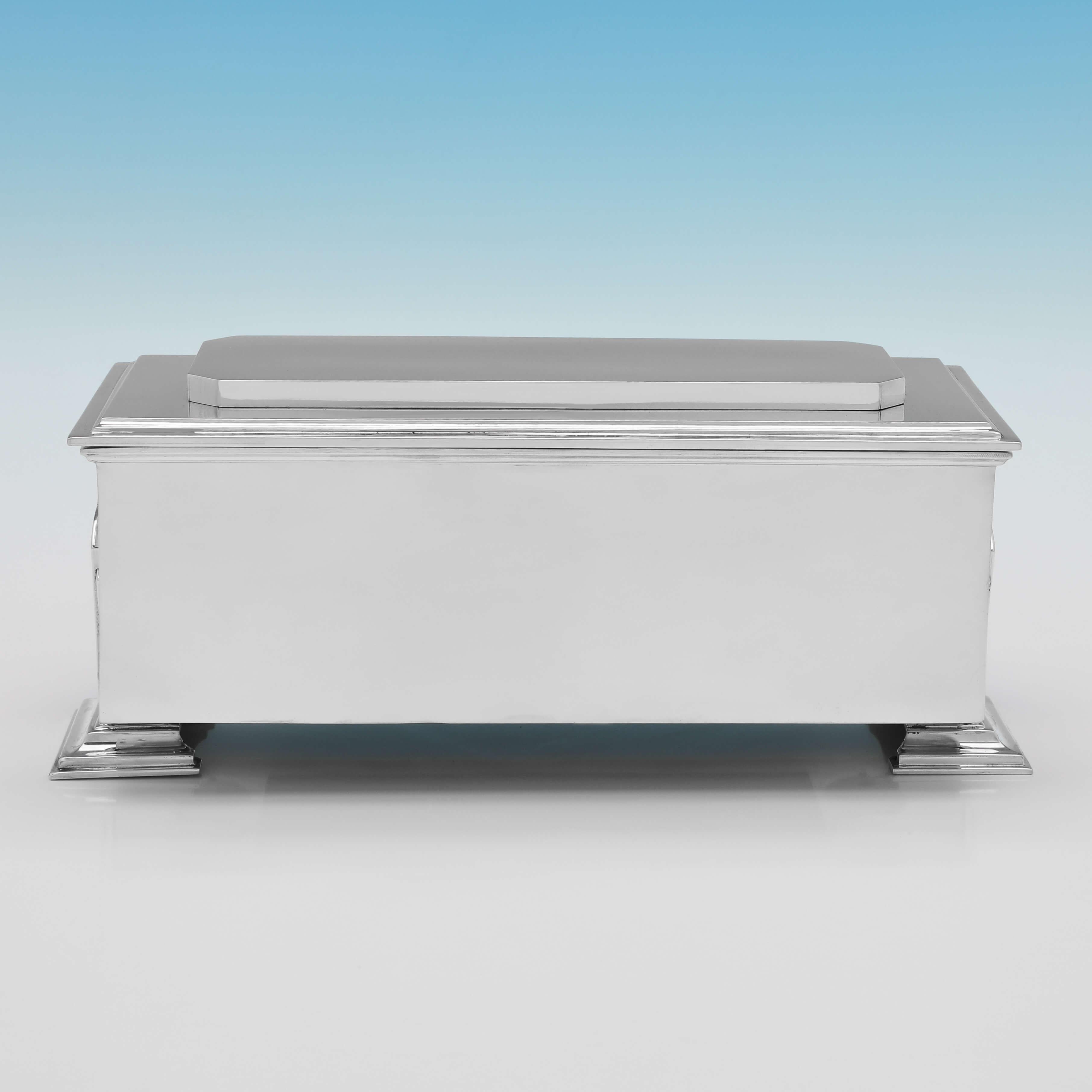 Modernist Design Sterling Silver Cigarette Box, Garrard and Co. London ...