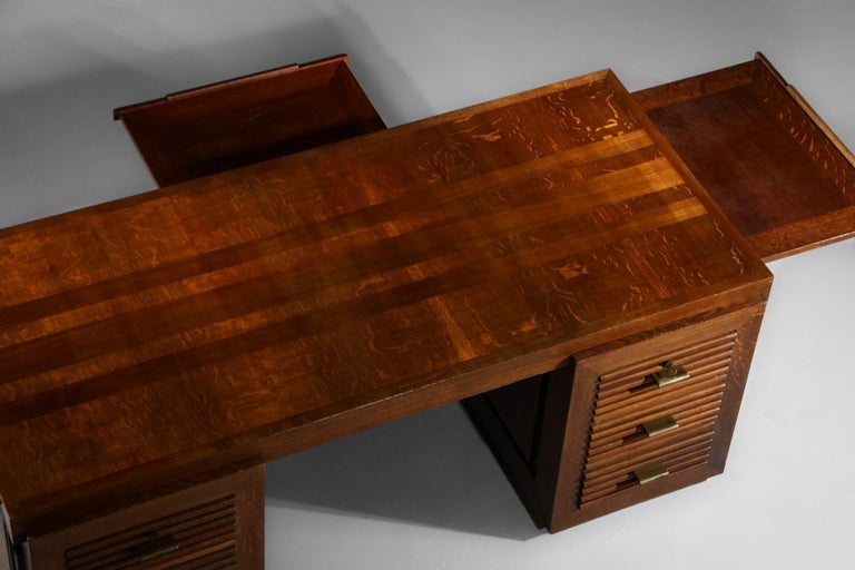 Modernist Desk by Charles Dudouyt in Oak, Art Deco For Sale at 1stdibs