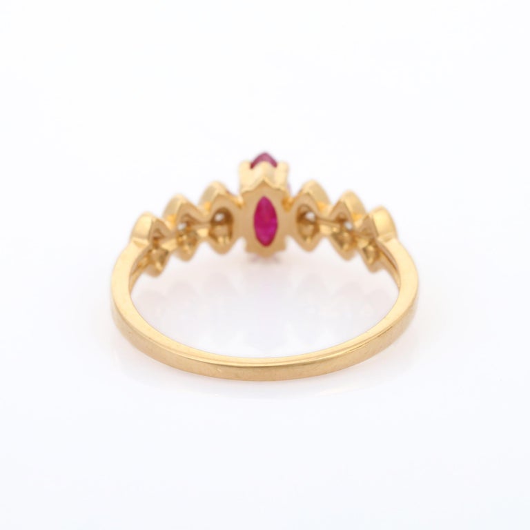 Customizable Diamond and Marquise Ruby Stackable Band Ring in 18k ...