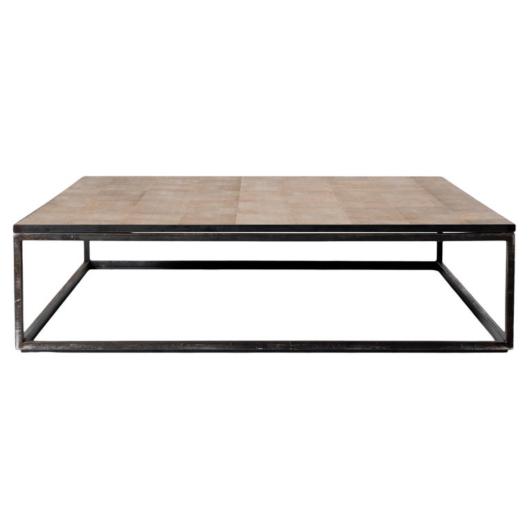 Modernist Ebonised Steel and End Cut Oak Coffee Table For Sale at 1stDibs