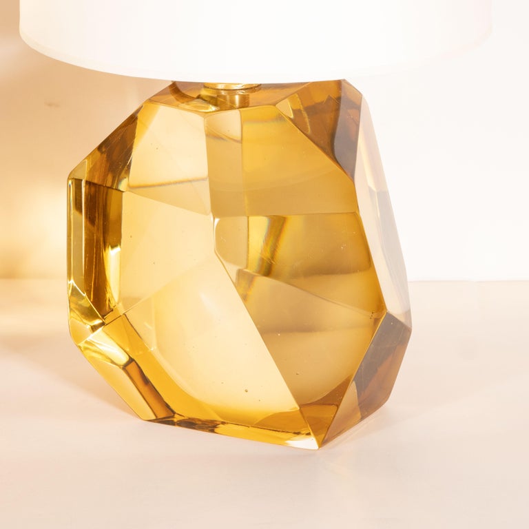 Modernist Faceted Handblown Murano Topaz Glass Table Lamps at 1stDibs