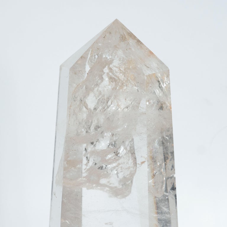 Modernist Faceted Translucent Rock Crystal Obelisk on Volumetric Lucite ...