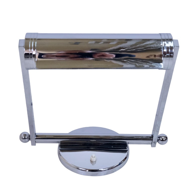 Modernist French Art Deco Desk Lampe in Chromed Metal with Cylindrical ...
