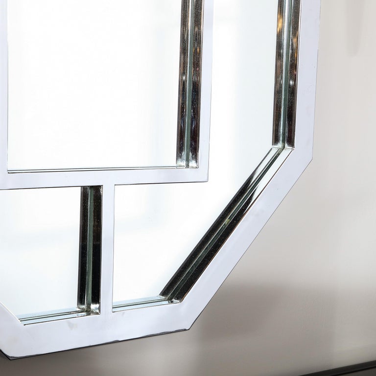 Modernist Geometric Shield Form Octagonal Geometric Mirror with Chrome ...