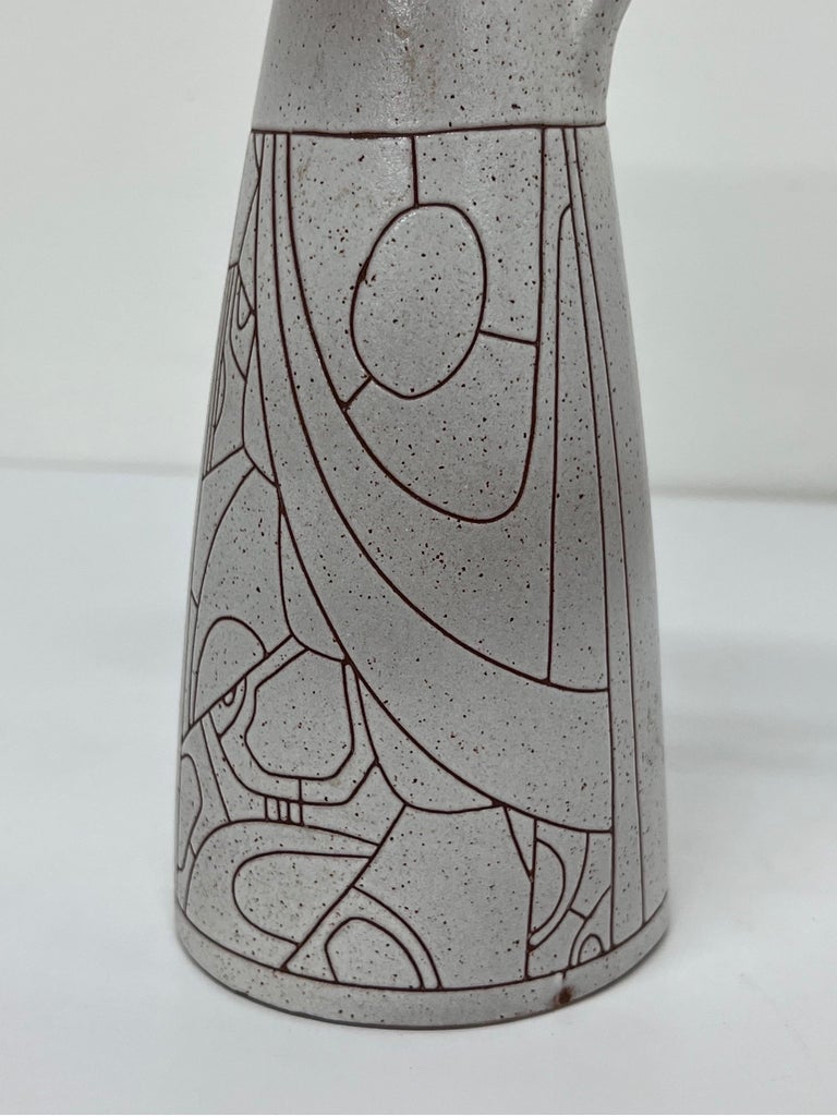 Modernist Geometric Stoneware Carafe or Pitcher by Lapid Israel Pottery ...