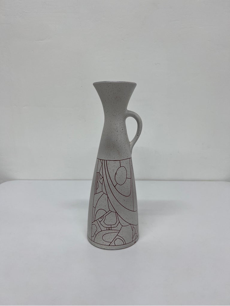 Modernist Geometric Stoneware Carafe or Pitcher by Lapid Israel Pottery ...
