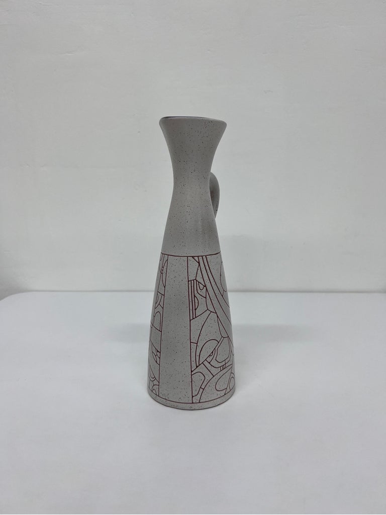 Modernist Geometric Stoneware Carafe or Pitcher by Lapid Israel Pottery ...