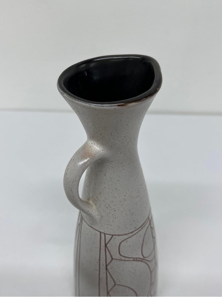 Modernist Geometric Stoneware Carafe or Pitcher by Lapid Israel Pottery ...