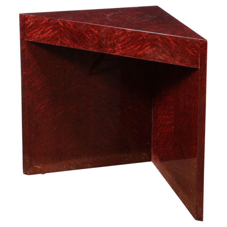 Modernist Geometric Triangular Side/ Accent Table in Burled Walnut by Pace For Sale at 1stDibs