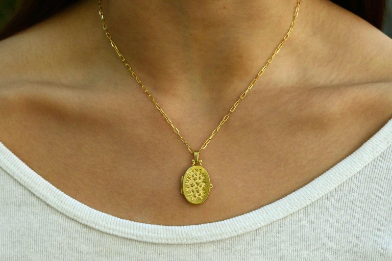 Modernist Gold Nugget Sunburst Locket For Sale at 1stDibs