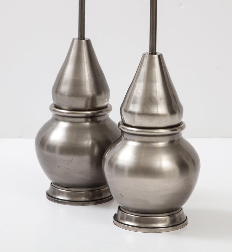 Modernist Gun Metal Turret Lamps For Sale at 1stDibs