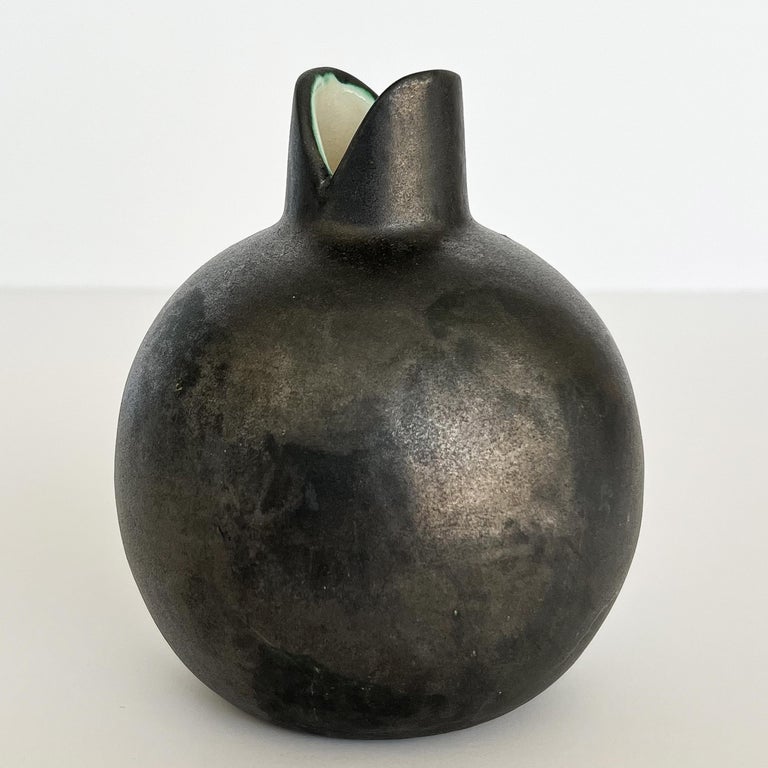 Modernist Gunmetal Glazed Studio Pottery, Signed at 1stDibs