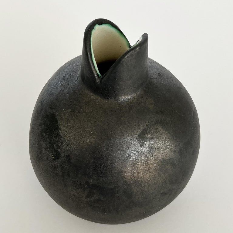 Modernist Gunmetal Glazed Studio Pottery, Signed at 1stDibs