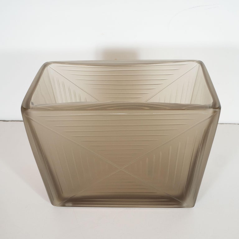 Modernist Handblown Murano Smoked Topaz Glass Vase with Relief ...