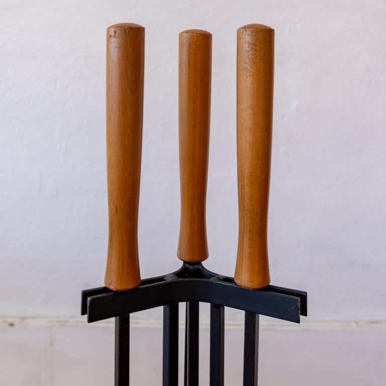 Modernist Iron Fire Tool Set, 1950s at 1stDibs