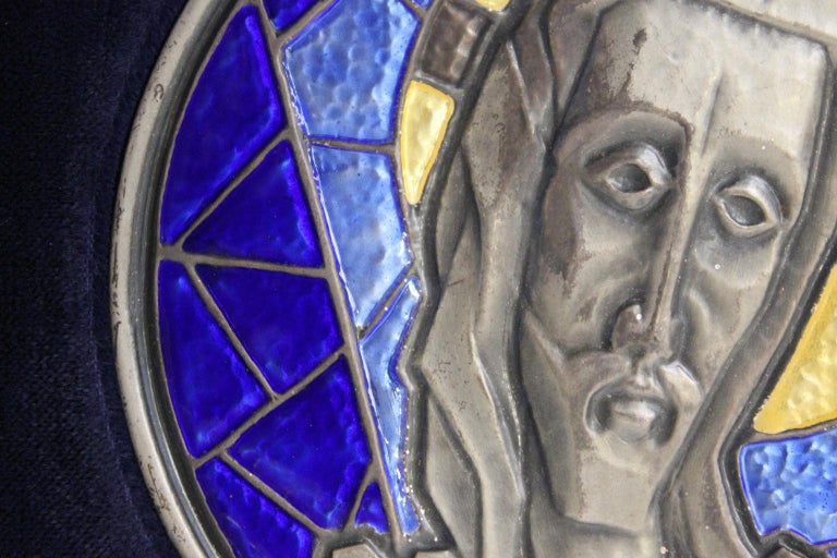 Modernist Italian Giovanni Ottaviani Sterling Silver Enamel Wall Plaque ...