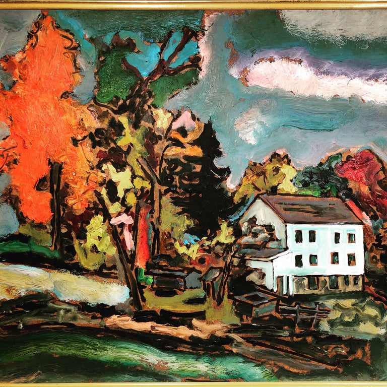 Modernist Landscape Painting by Sterling Strauser Oil on Board For Sale ...