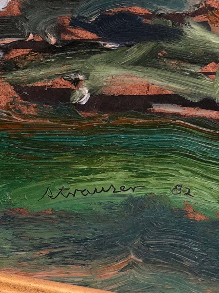 Modernist Landscape Painting by Sterling Strauser Oil on Board For Sale ...