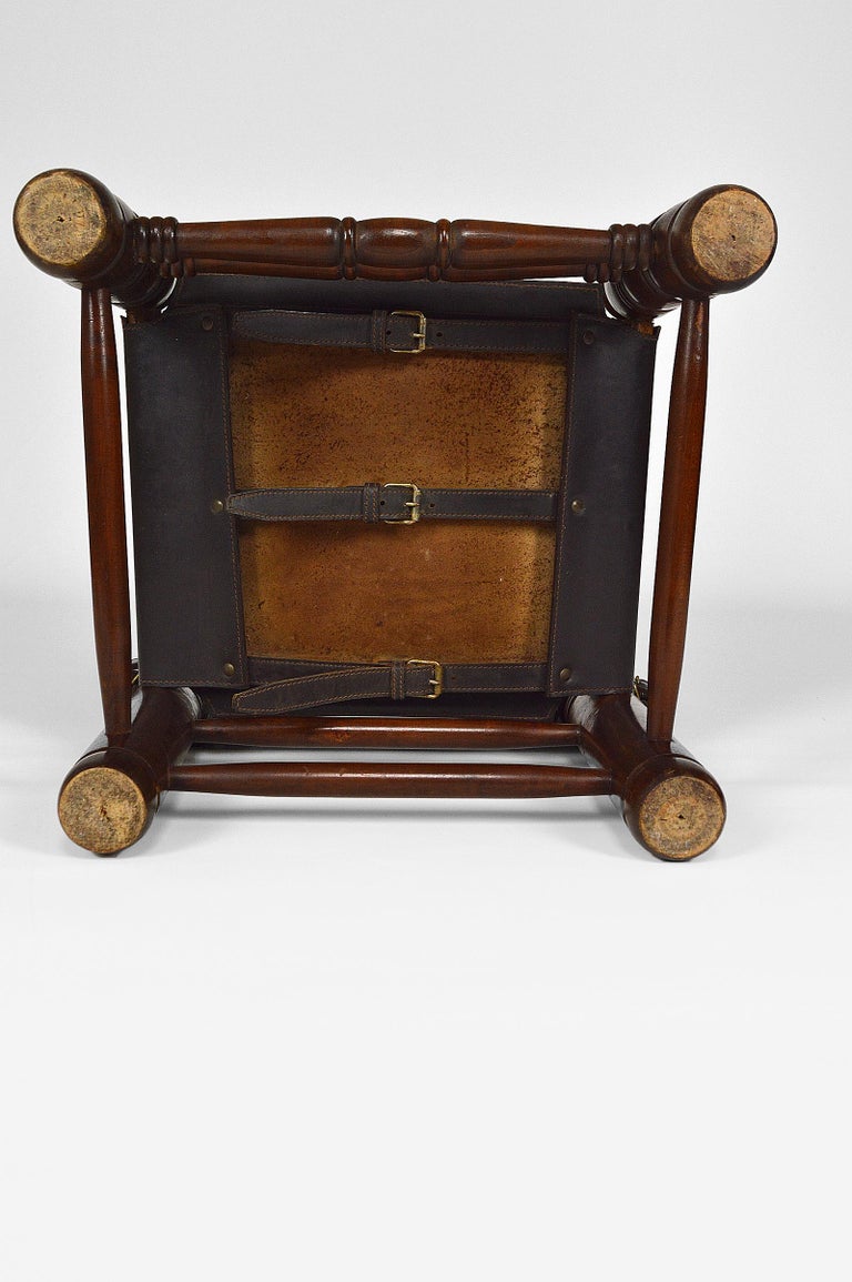 Modernist Low Chair in Wood and Leather, France, circa 1940 For Sale at ...