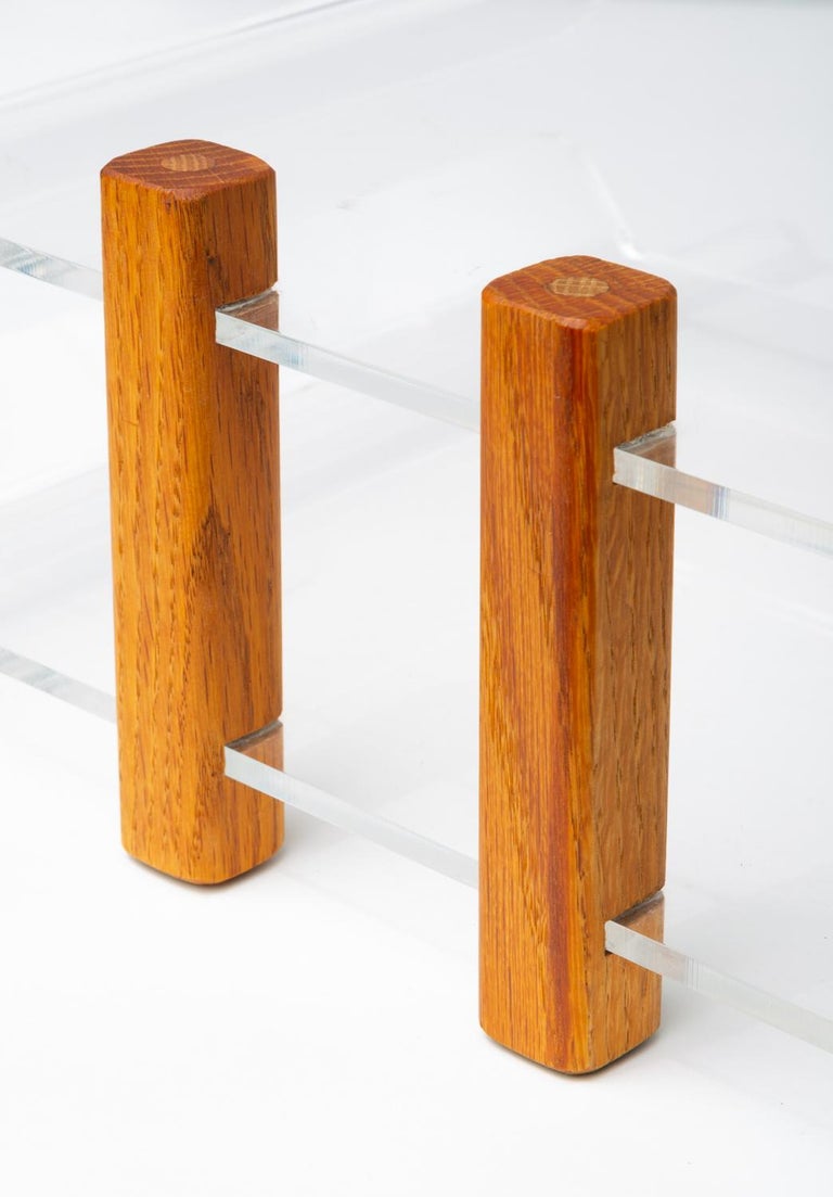 Modernist Lucite and Oak Paper Tray at 1stDibs