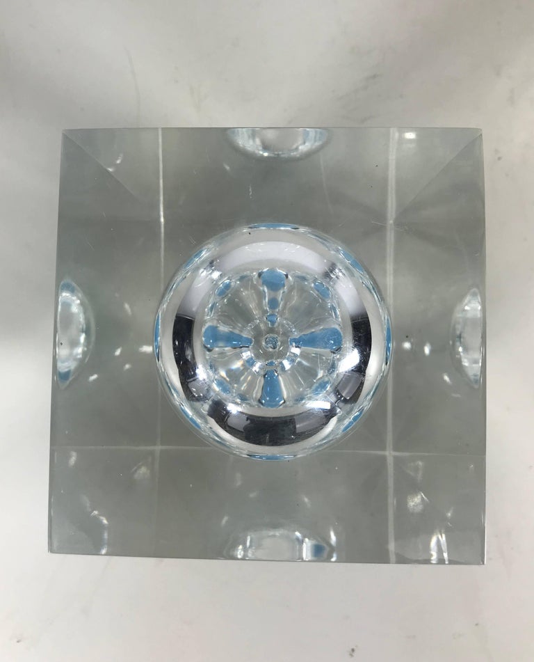 Modernist Lucite Hourglass Sculpture with Ice Blue Sand, Franco Scuderi ...