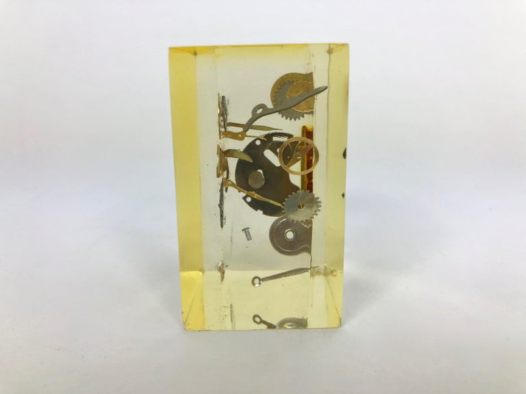 Modernist Lucite Resin Sculpture with Exploded Clock Attributed Pierre ...