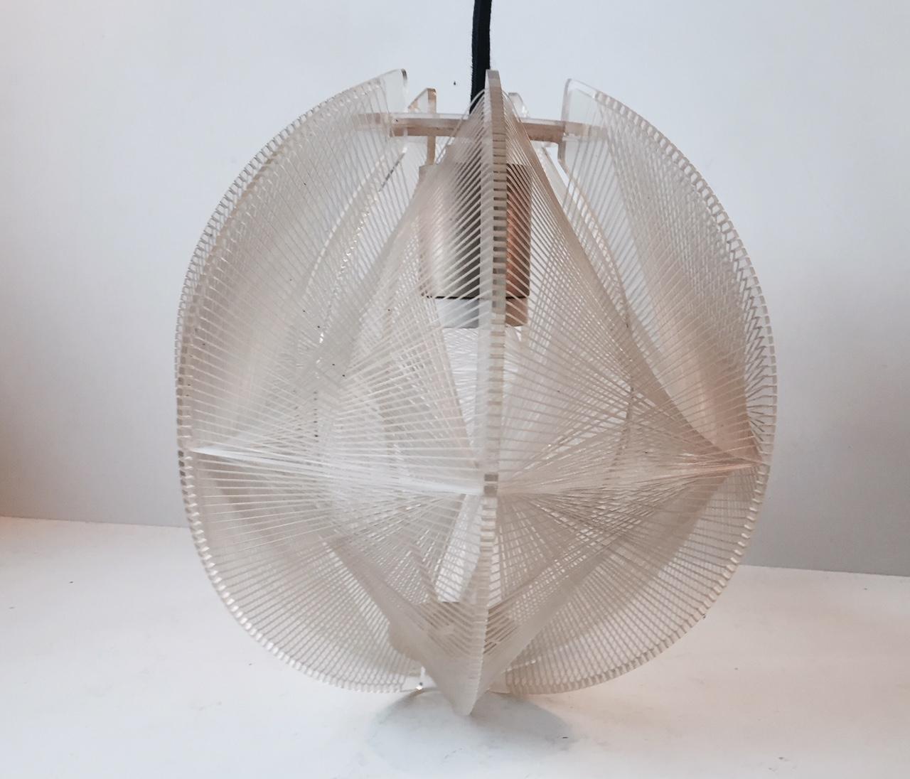 Modernist Lucite and String Ceiling Lamp by Paul Secon for Sompex ...