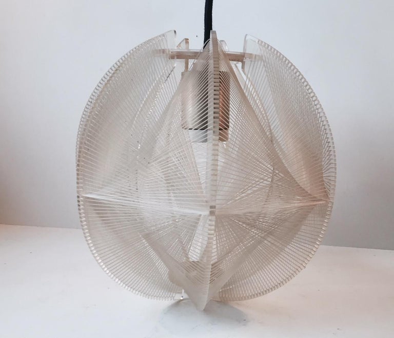 Modernist Lucite and String Ceiling Lamp by Paul Secon for Sompex ...