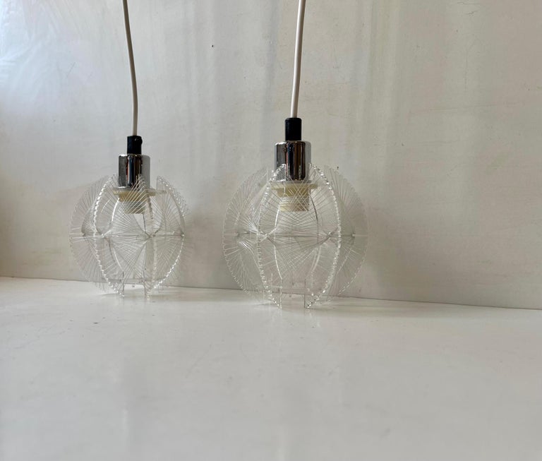 Modernist Lucite and String Ceiling Lamps by Paul Secon for Sompex ...