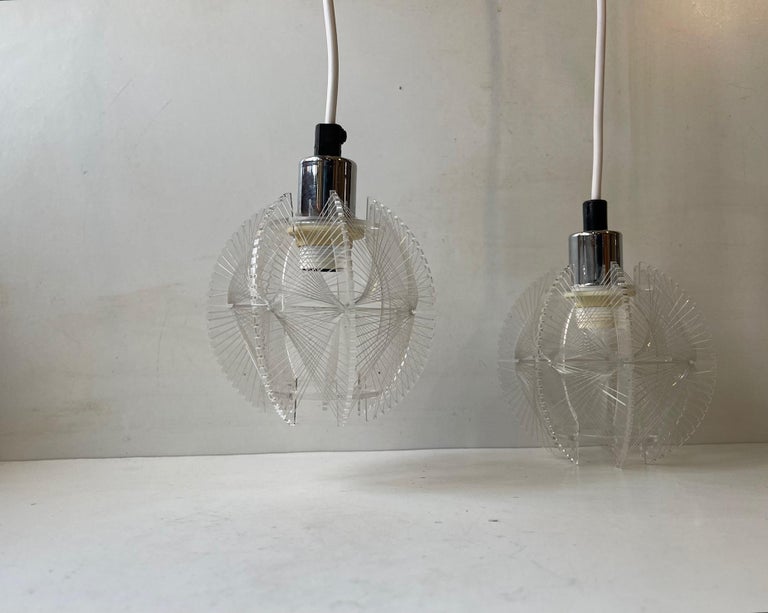 Modernist Lucite and String Ceiling Lamps by Paul Secon for Sompex ...